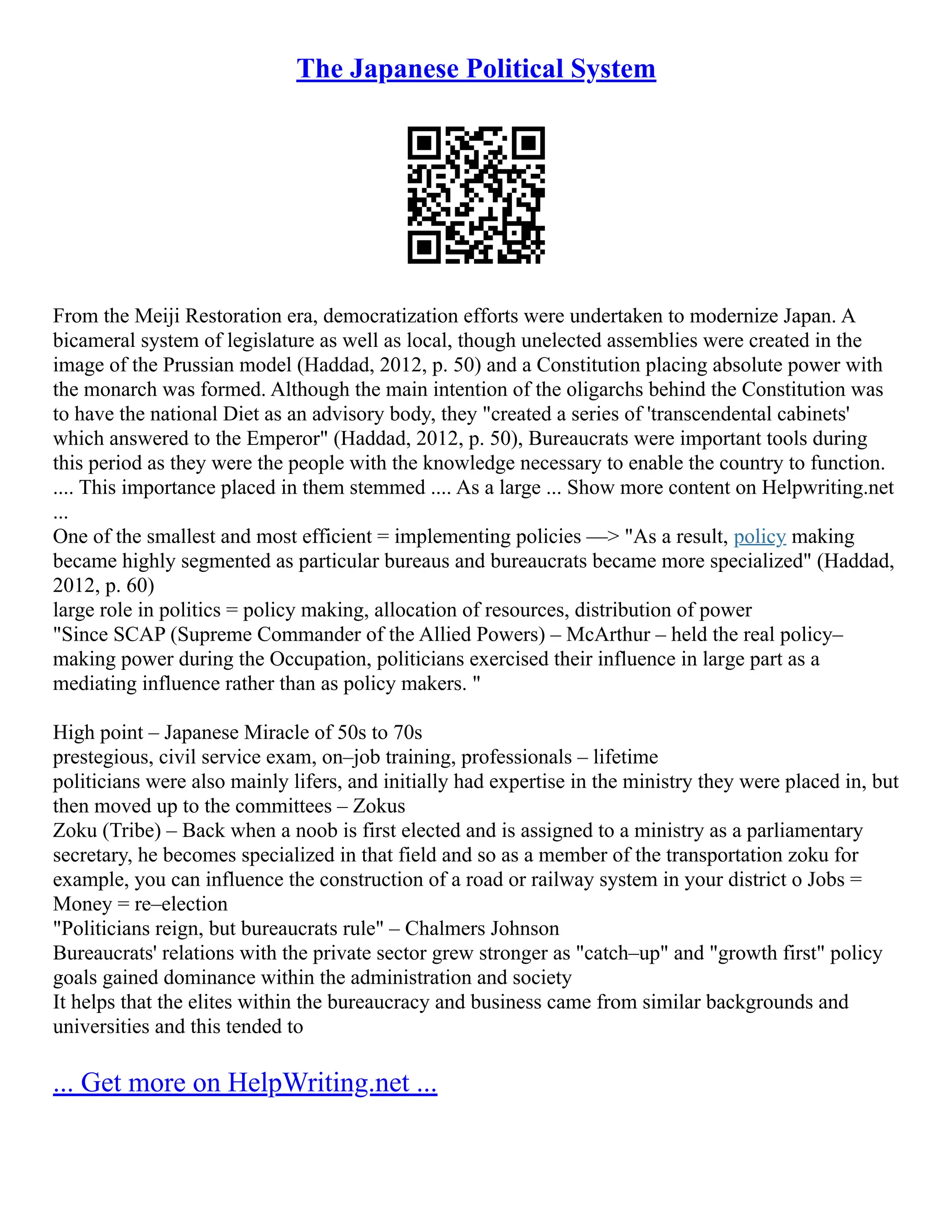 The Japanese Political System | PDF