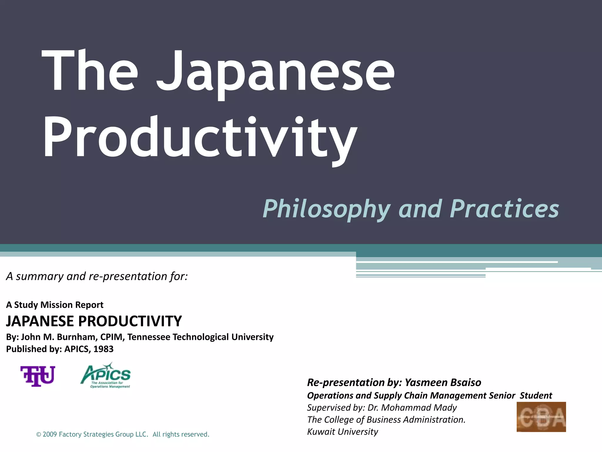Productivity Management- The Japanese Philosophy | PPTX