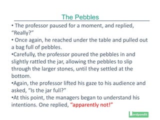 The jar of life – Stones, pebbles and sand (Motivation) | PPTX