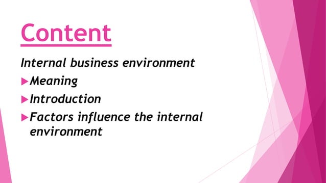 Internal Business Environment and Factors influence the internal ...