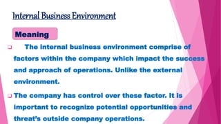 Internal Business Environment and Factors influence the internal ...