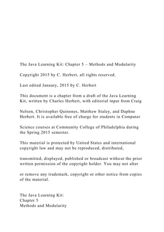 The Java Learning Kit Chapter 5 – Methods and Modular.docx
