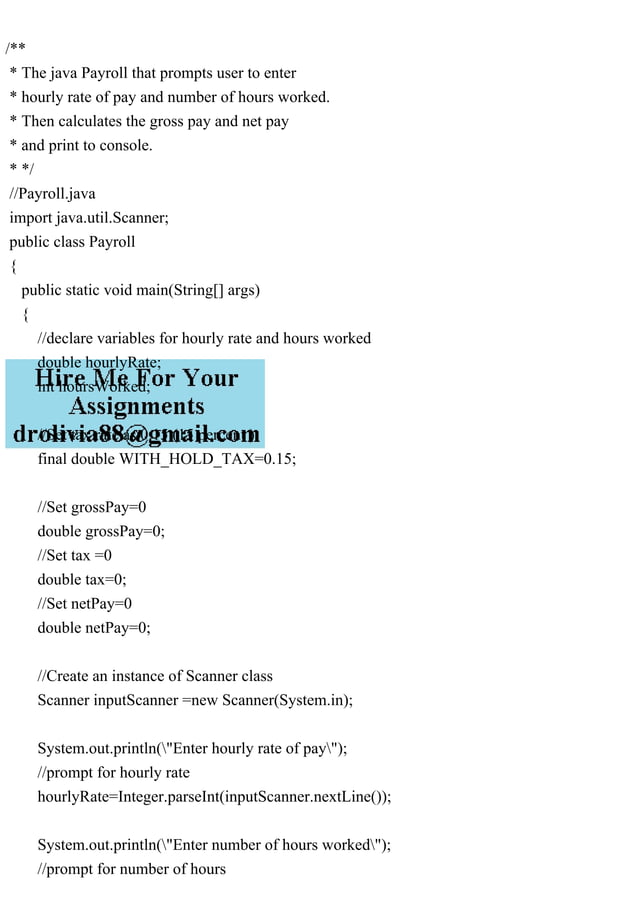 The java Payroll that prompts user to enter hourly rate .pdf