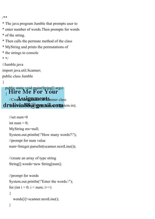 The java program Jumble that prompts user to enter nu.pdf