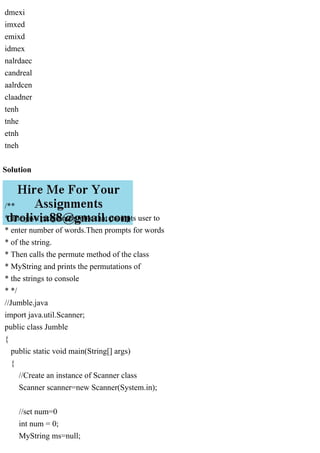 The java program Jumble that prompts user to enter nu.pdf