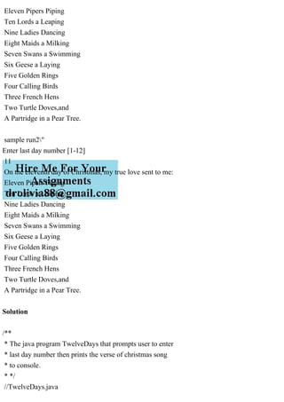 The java program TwelveDays that prompts user to enter l.pdf