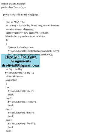 The java program TwelveDays that prompts user to enter l.pdf