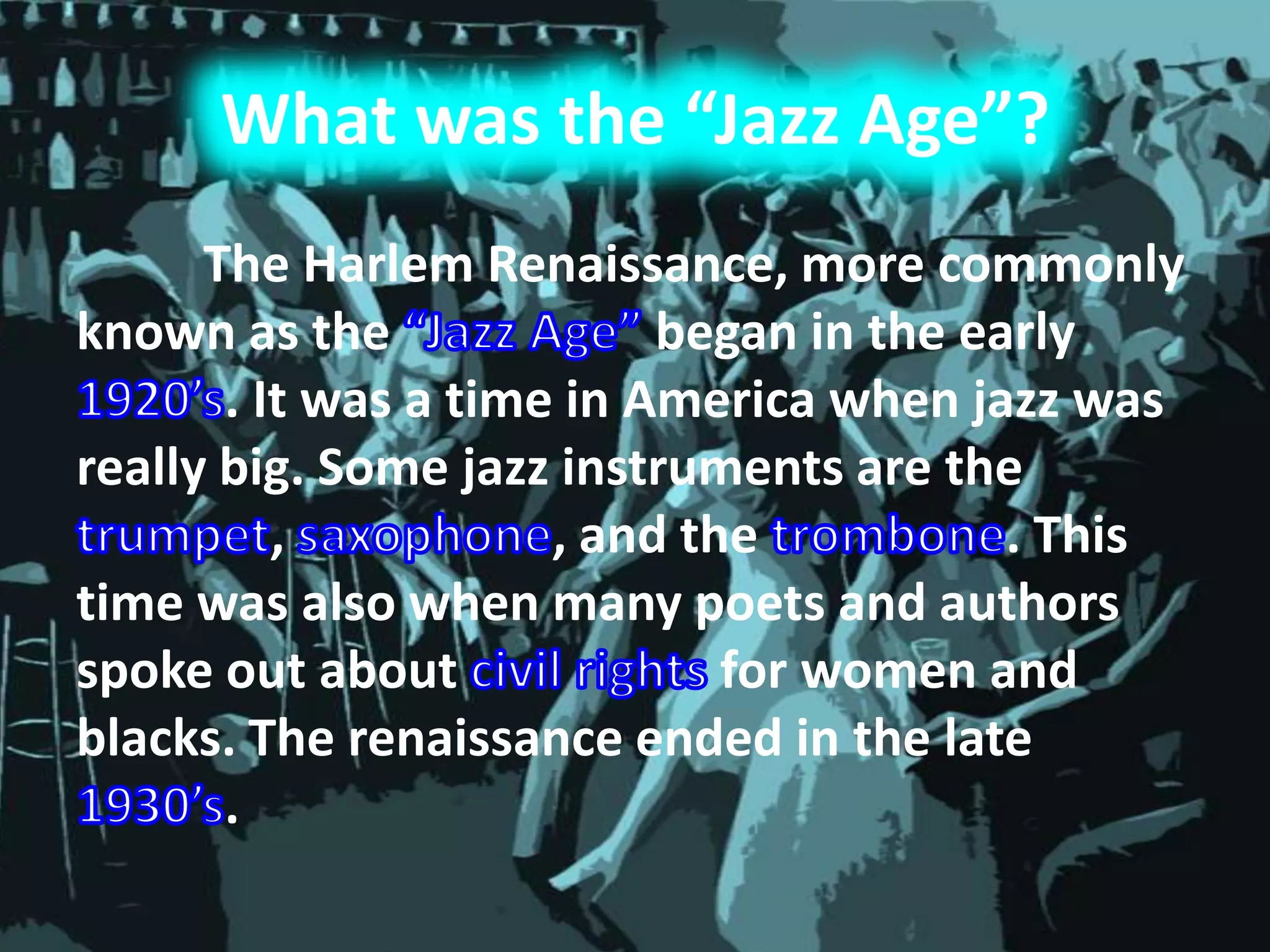 The Jazz and Harlem Renaissance | PPTX