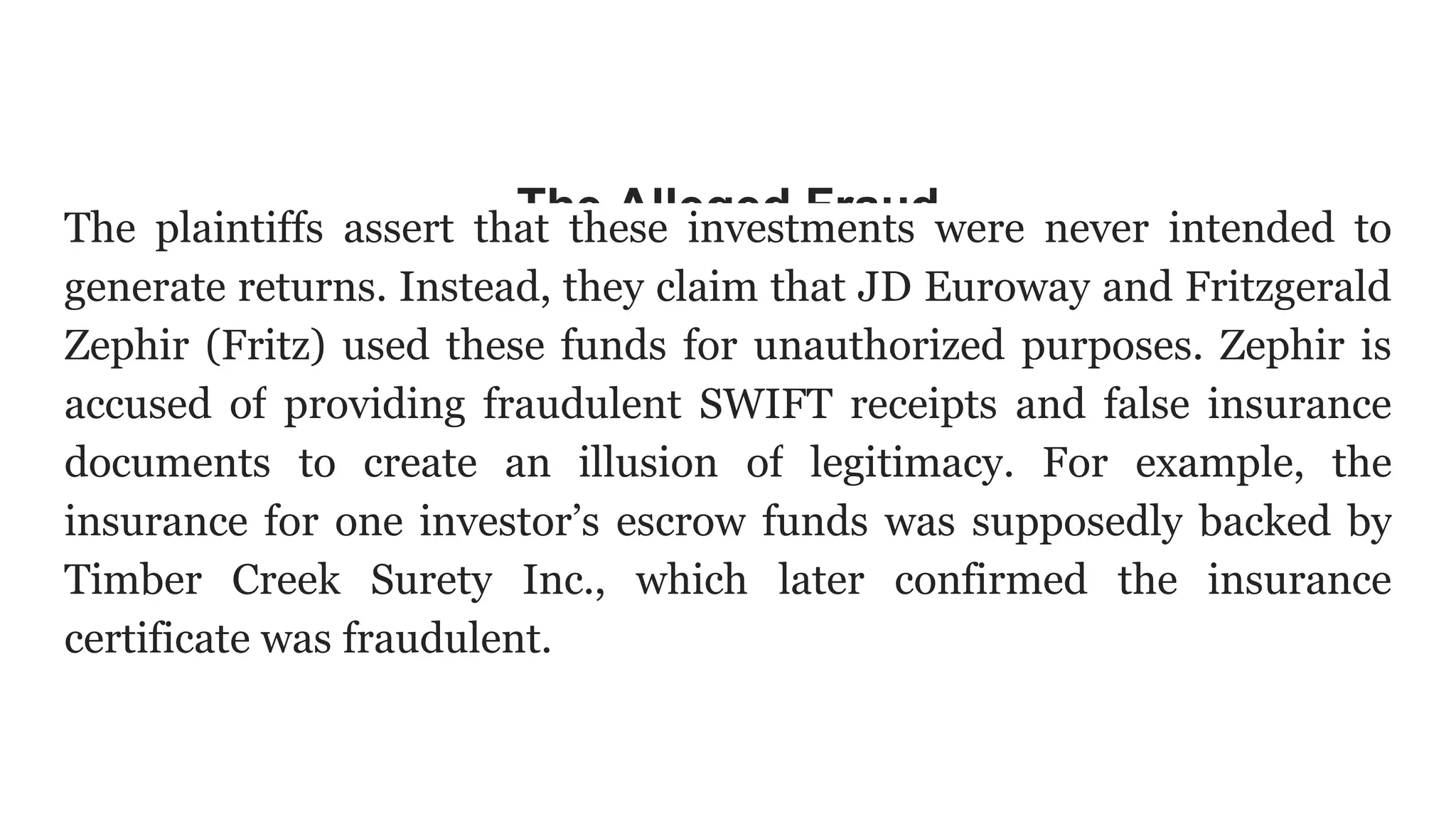 The JD Euroway and Fritzgerald Zephir (Fritz) Financial Debacle.pptx