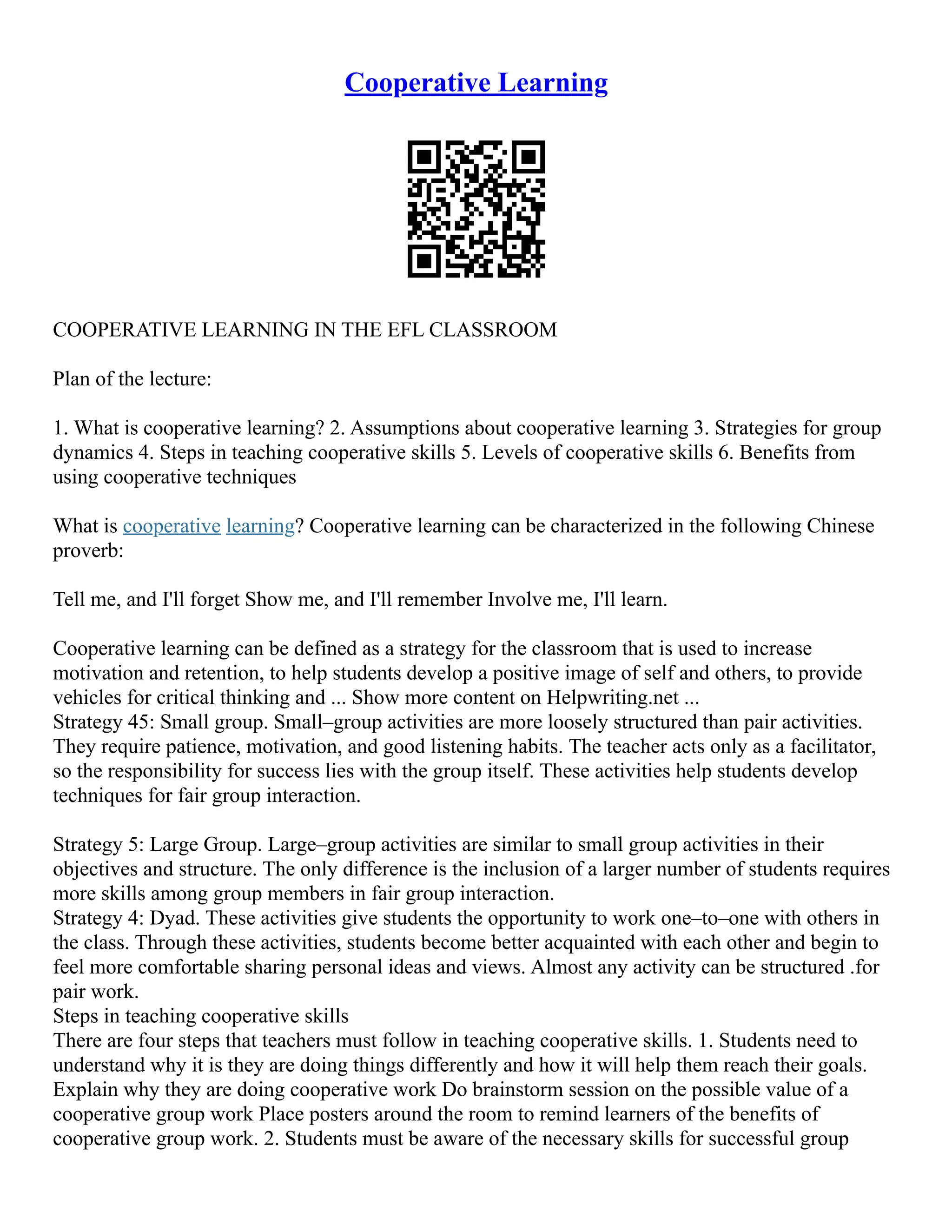 The Jigsaw Classroom Is A Cooperative Learning Teaching | PDF