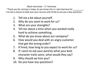 The job interview - Mock Interview Activity | PPTX