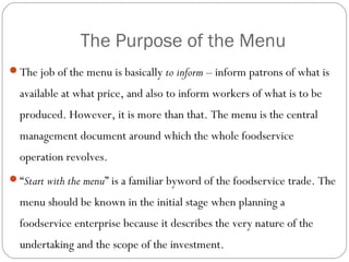 The job of the menu | PPT