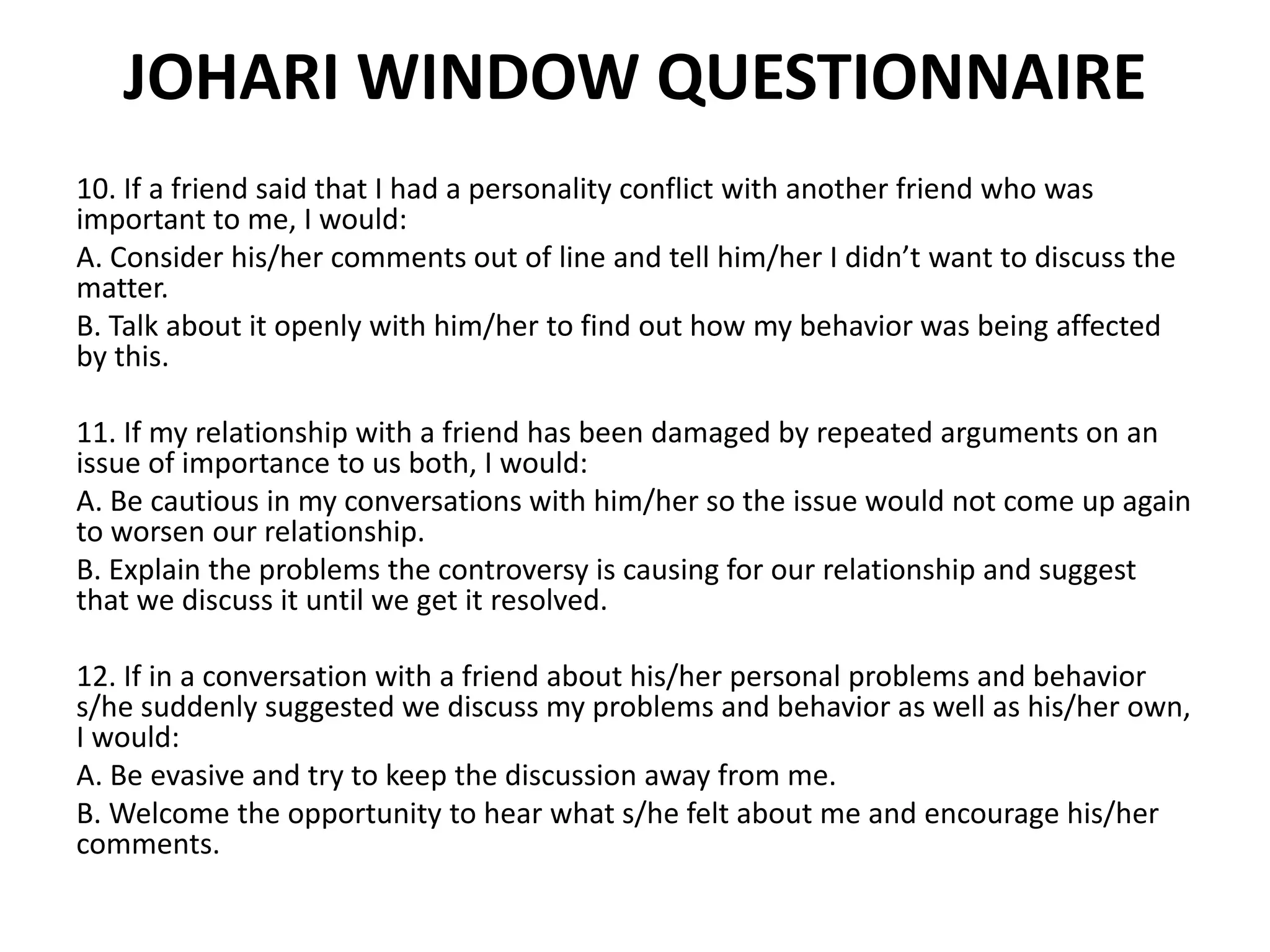 The Johari Window Model it is an organisational behaviour model | PPTX