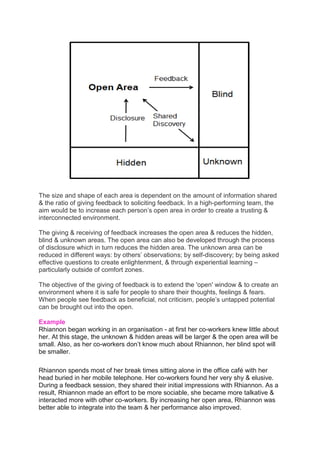 The Johari Window Model to increase self-awareness & build trust | PDF