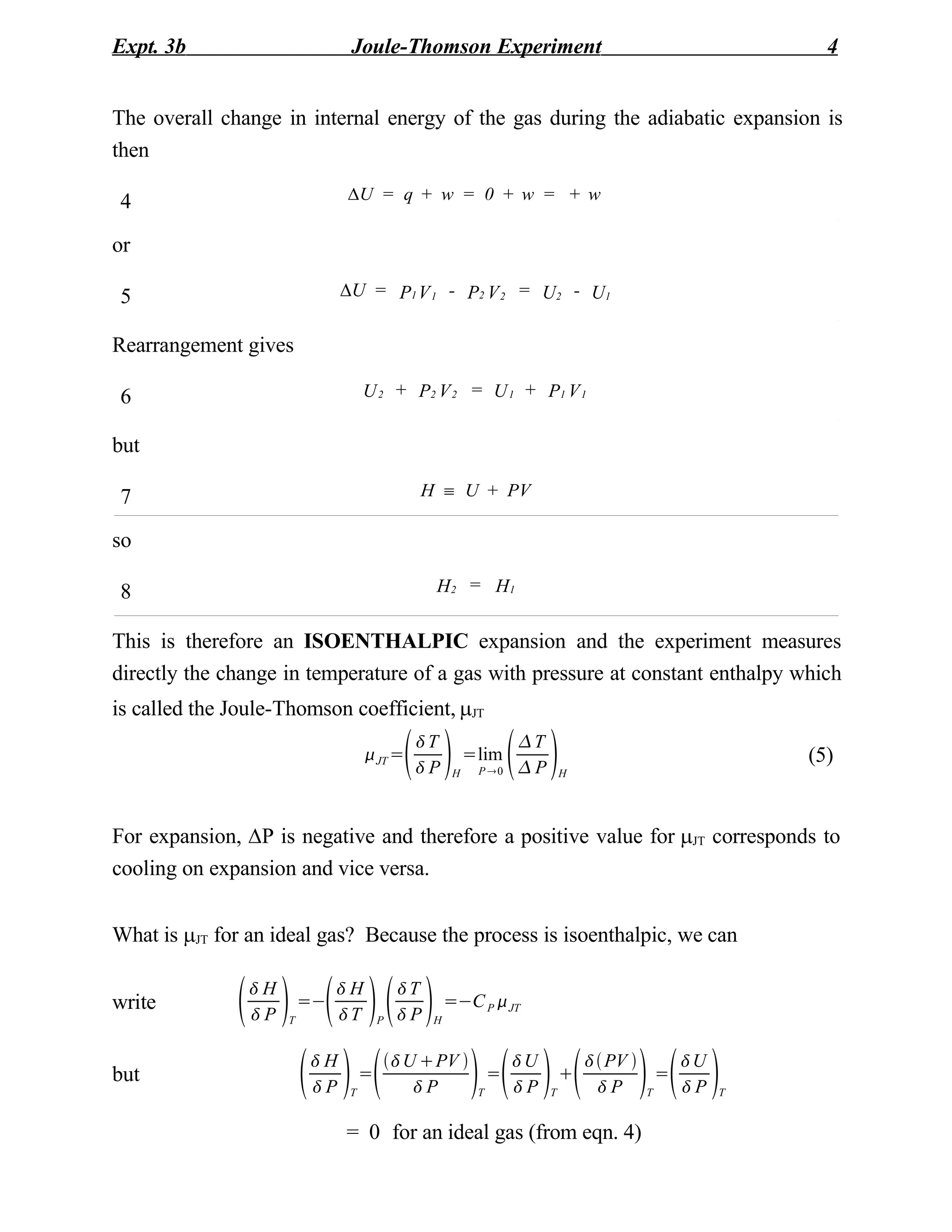 The joule thomson experiment | PDF