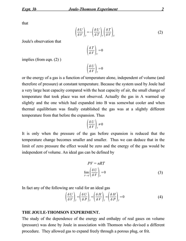 The joule thomson experiment | PDF
