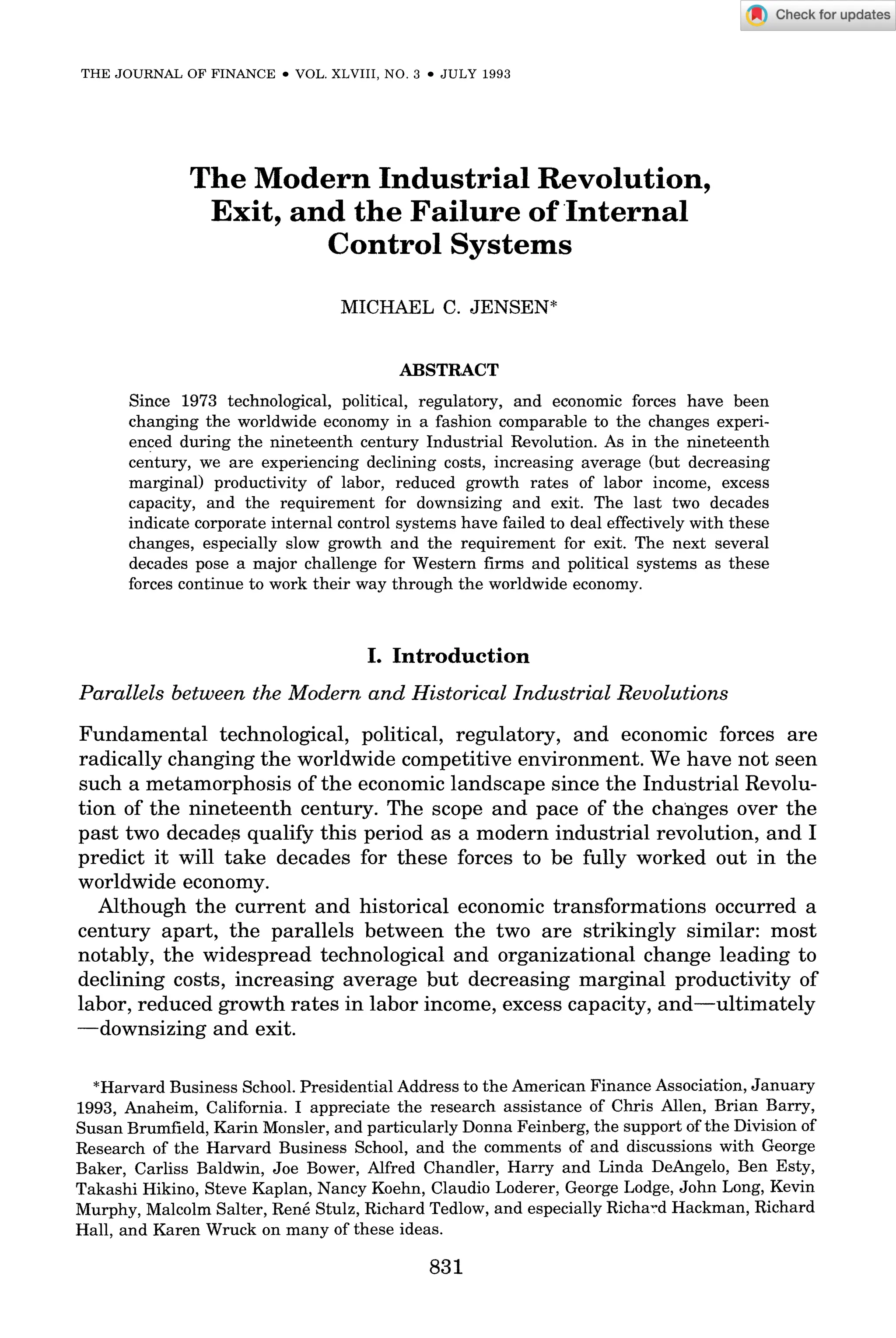 The Journal of Finance - July 1993 - JENSEN - The Modern Industrial ...