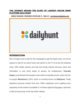 THE JOURNEY BEHIND THE GLORY OF LARGEST ONLINE NEWS PLATFORM DAILYHUNT ...