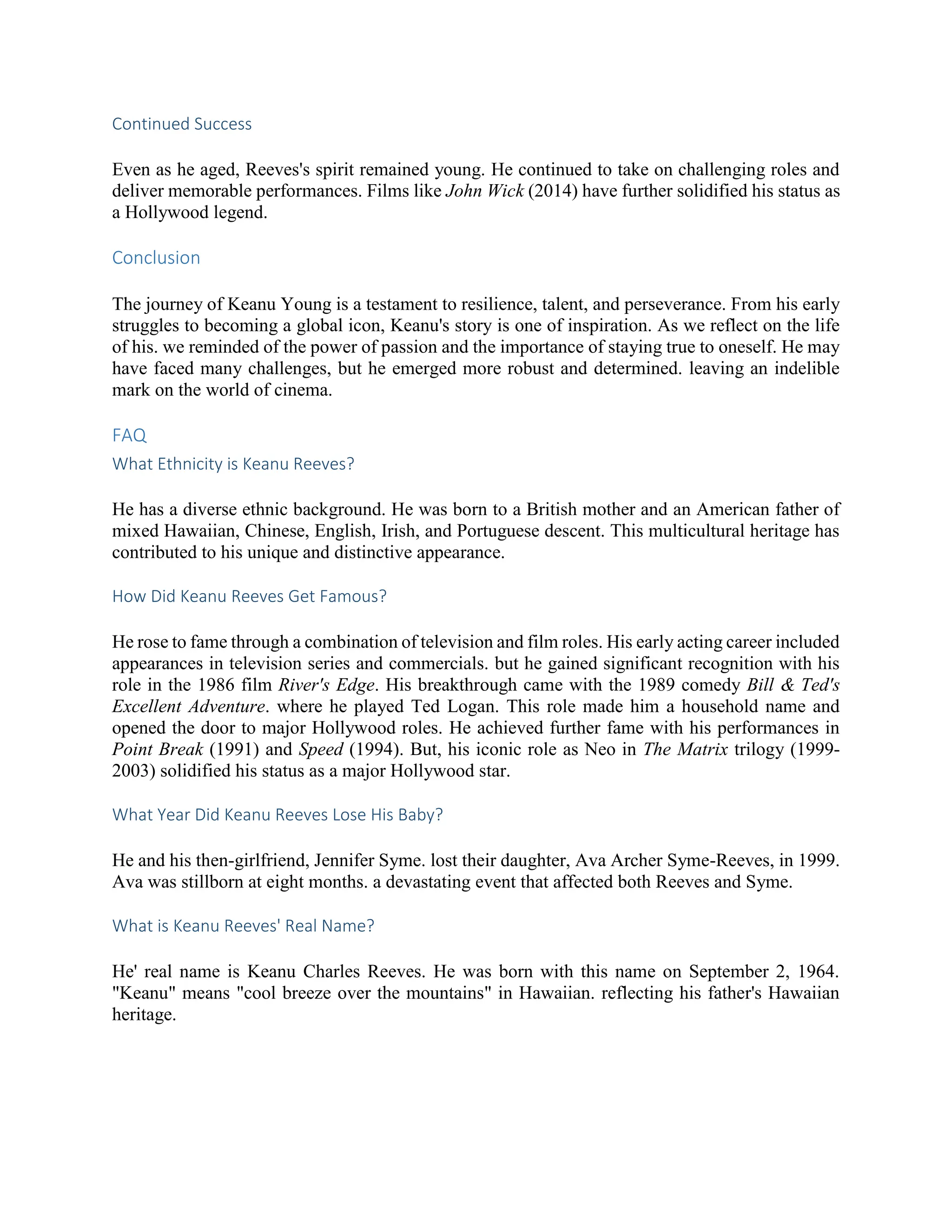 The Journey of Keanu Reeves Young: From Struggles to Stardom | DOCX