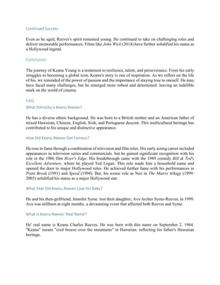 The Journey of Keanu Reeves Young: From Struggles to Stardom | DOCX