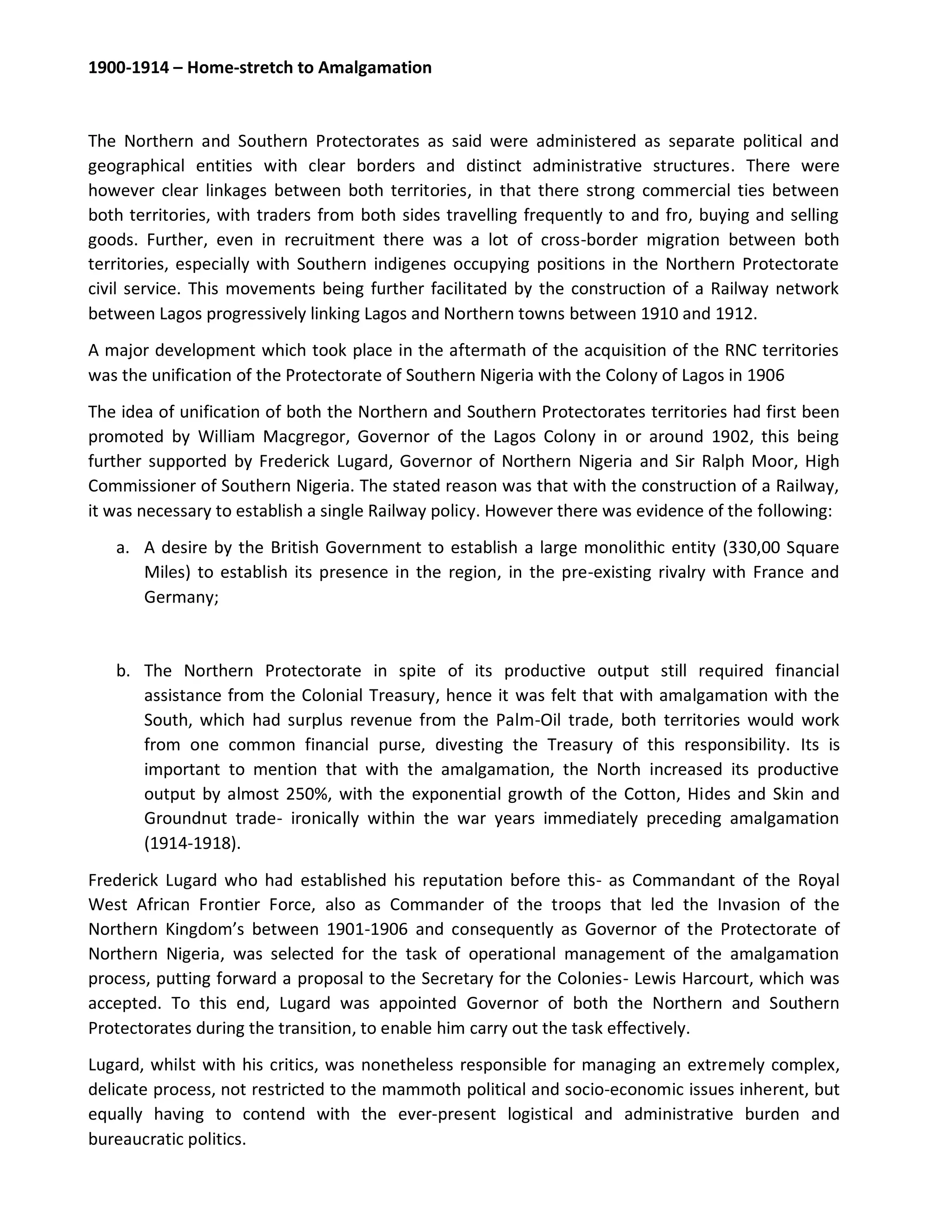 Nigeria- The journey to amalgamation- a brief summary. | PDF