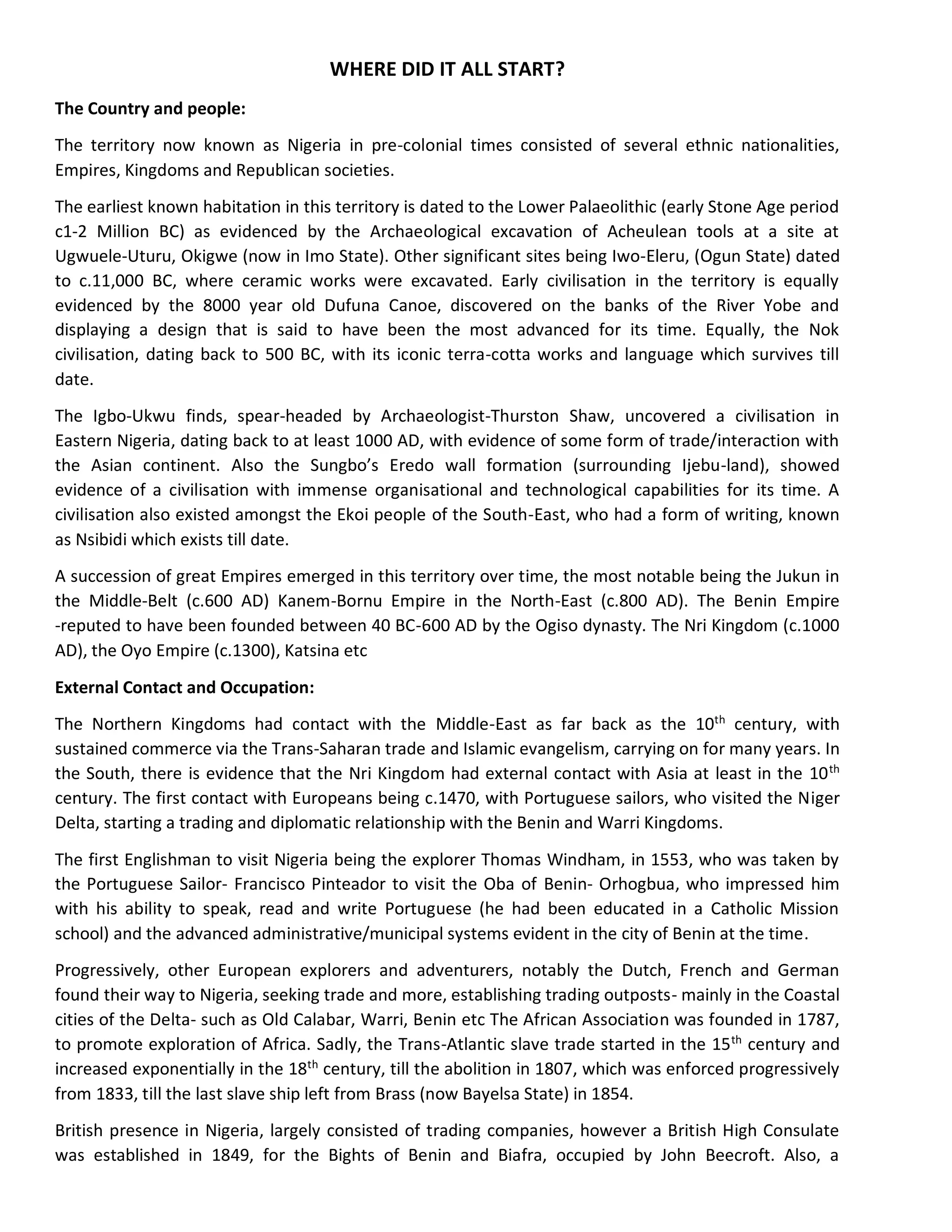 Nigeria- The journey to amalgamation- a brief summary. | PDF