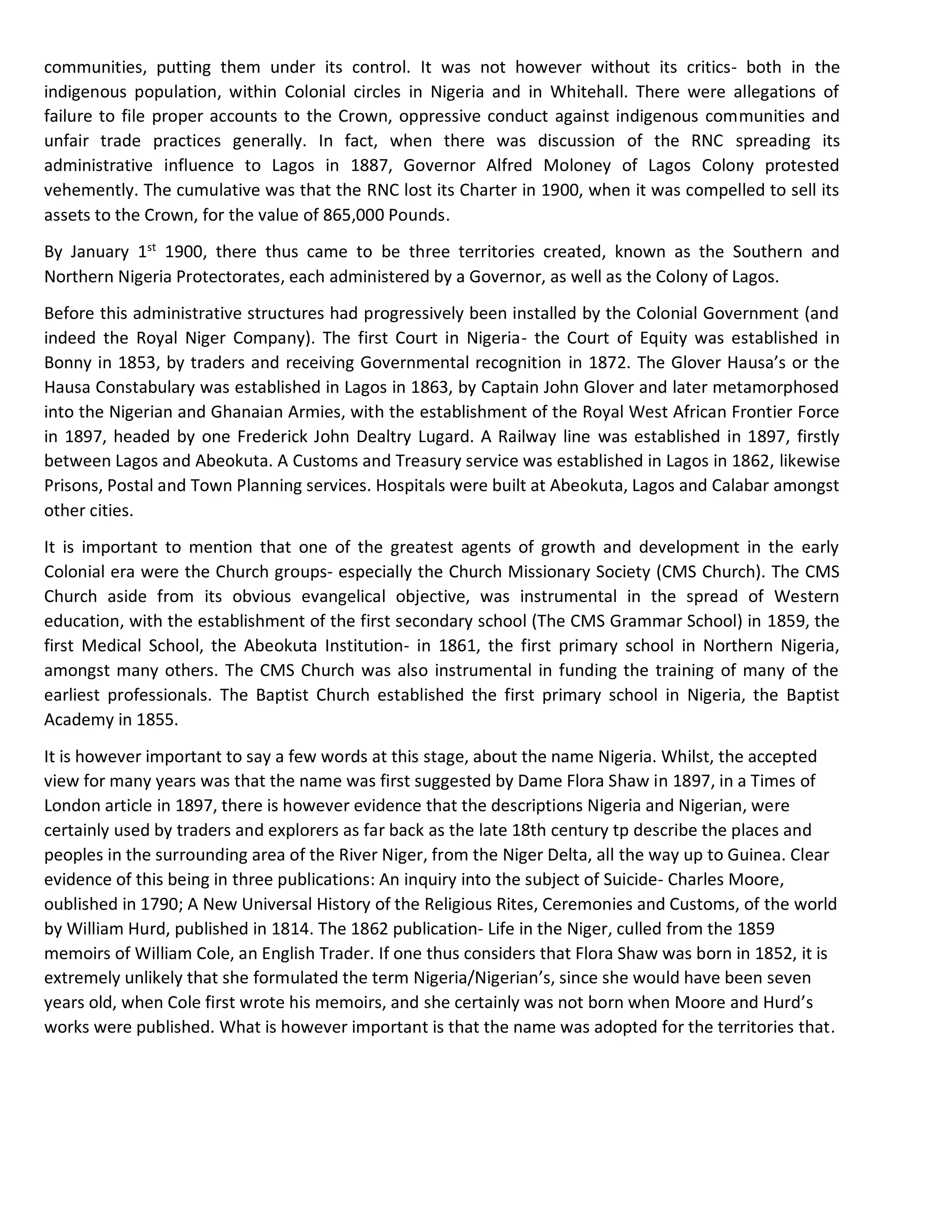 Nigeria- The journey to amalgamation- a brief summary. | PDF