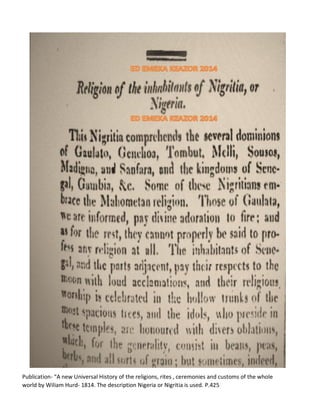Nigeria- The journey to amalgamation- a brief summary. | PDF