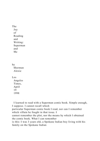 The Joy of Reading and Writing Superman .docx | Parenting Children Aged ...