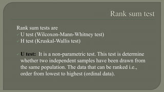 Non-parametric Statistical tests for Hypotheses testing | PPTX