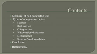 Non-parametric Statistical tests for Hypotheses testing | PPTX