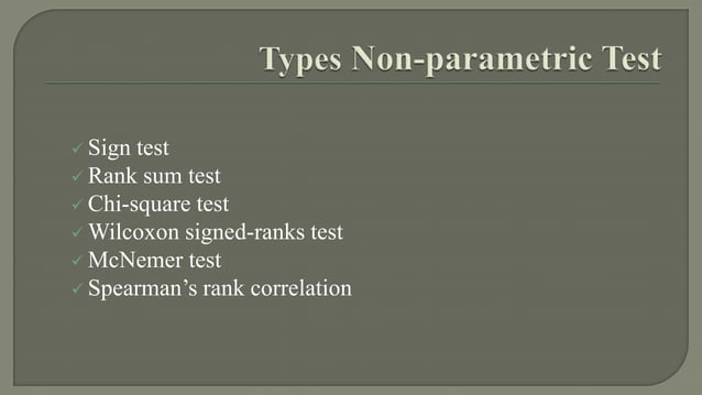 Non-parametric Statistical tests for Hypotheses testing | PPTX