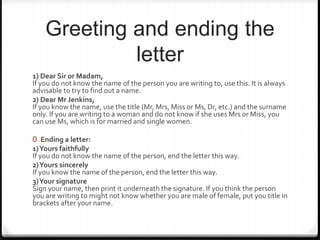 Letter writing | PPTX