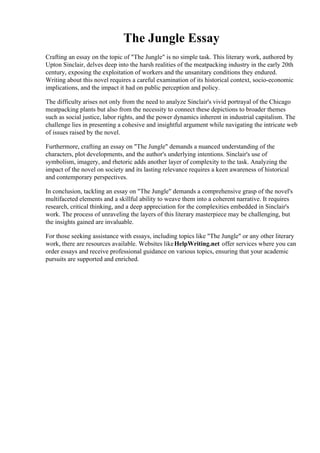 The Jungle Essay | PDF