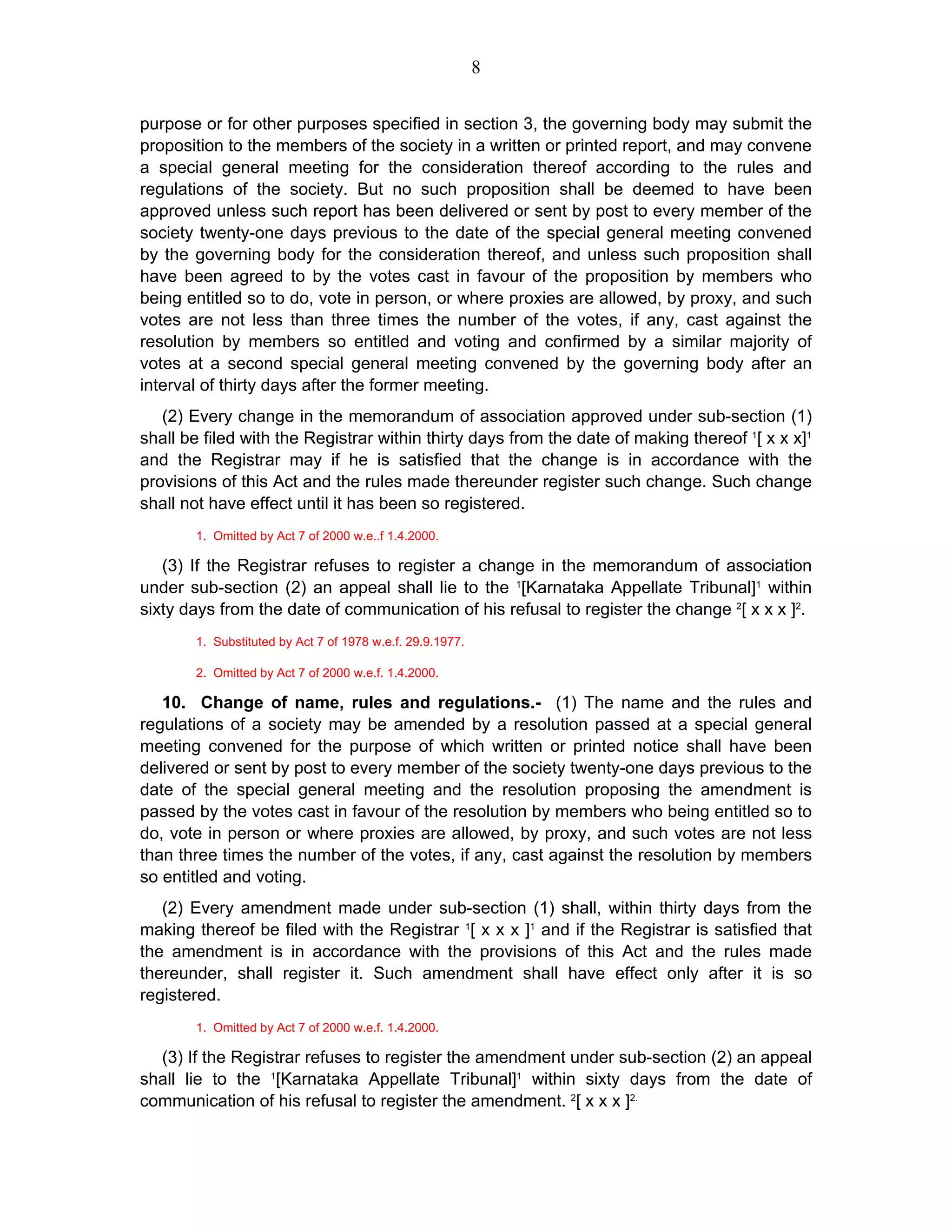 Apartment Management: The Karnataka Societies Registration Act, 1960 | PDF