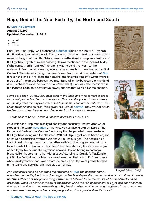 Hapi, Ancient Egyptian God of the Nile