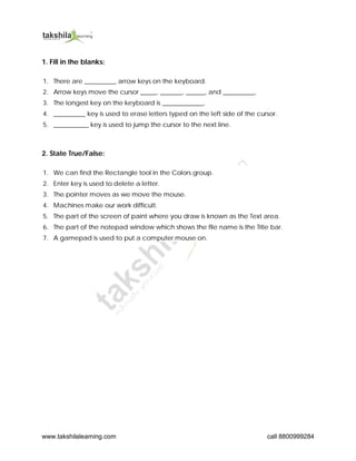 The keyboard Class 4 Computers Worksheet.pdf