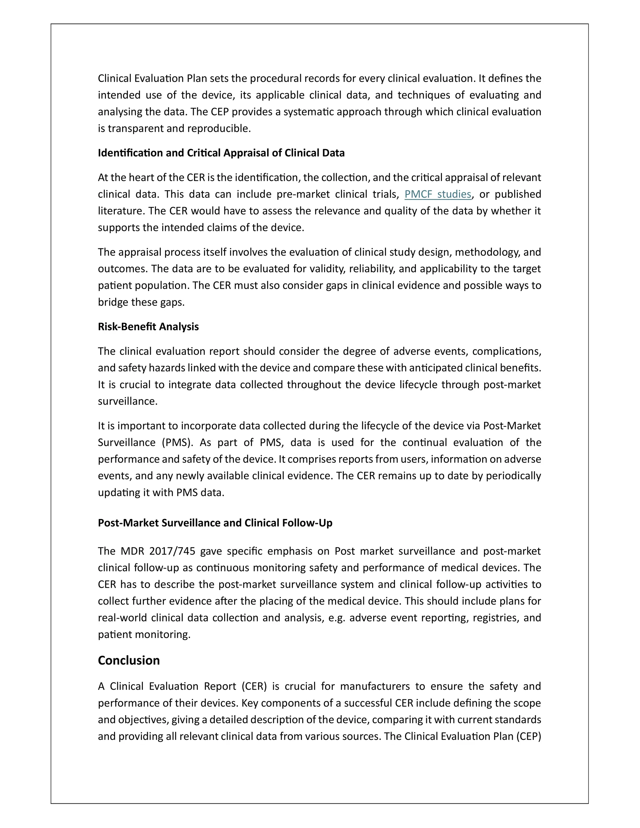 The Key Components of a Successful Clinical Evaluation Report under MDR ...
