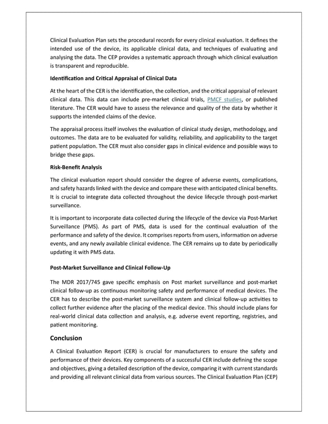 The Key Components of a Successful Clinical Evaluation Report under MDR ...