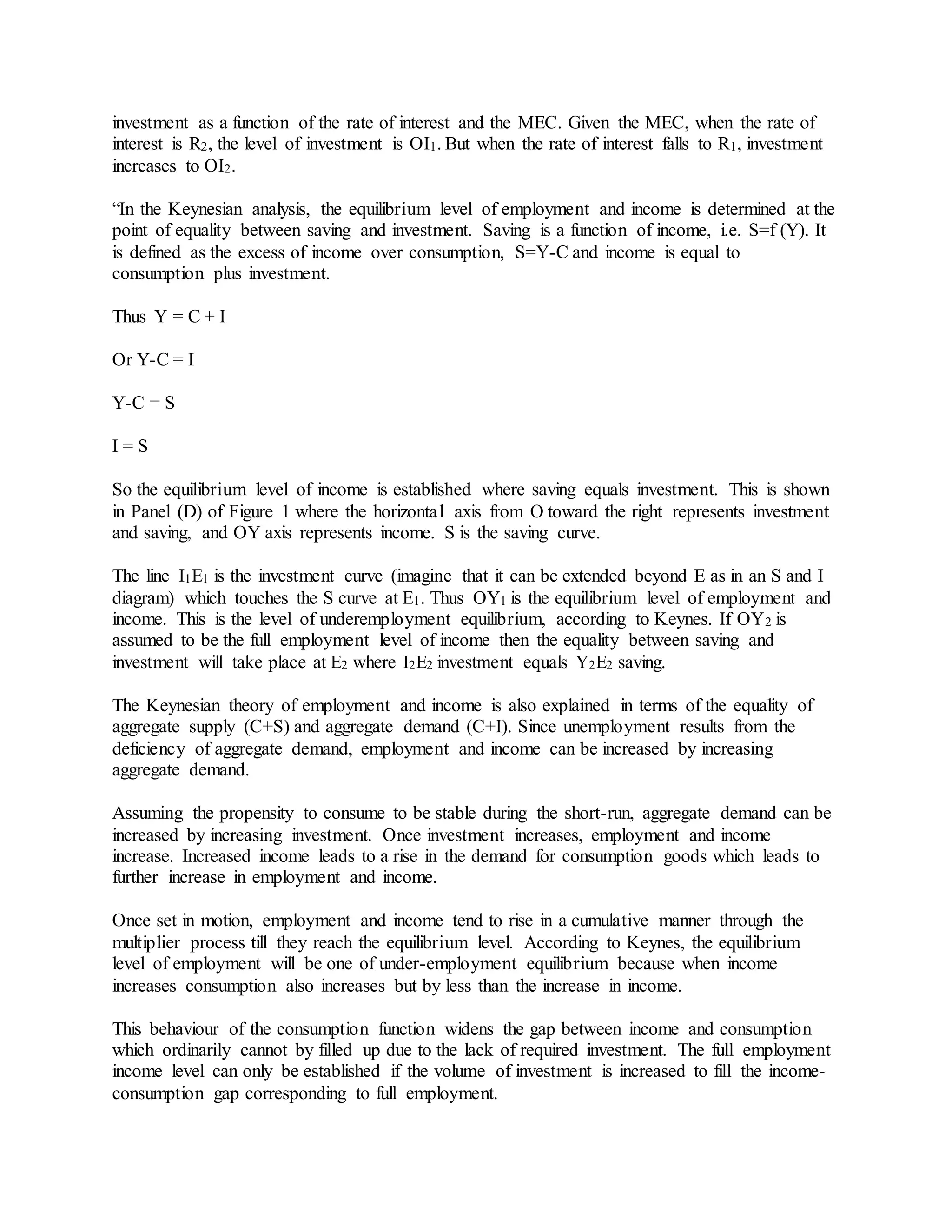 The keynesian theory of income | DOCX