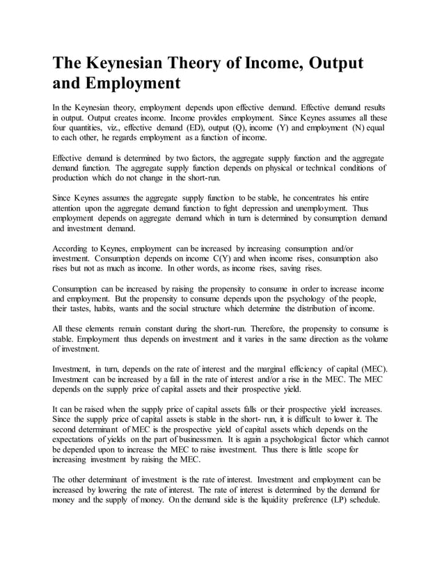 The keynesian theory of income | PDF