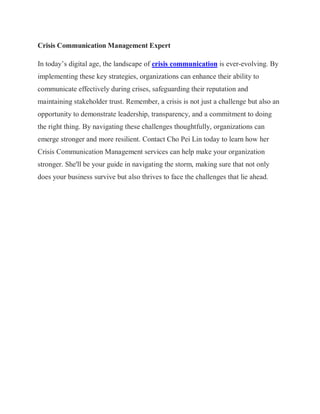 The Key Strategies for Effective Crisis Communication | PDF