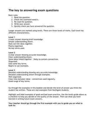 The Key To Answering Exam Questions | PDF