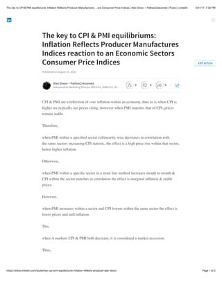 The key to cpi & pmi equilibriums: inflation reflects producer manufactures indices reaction to ...