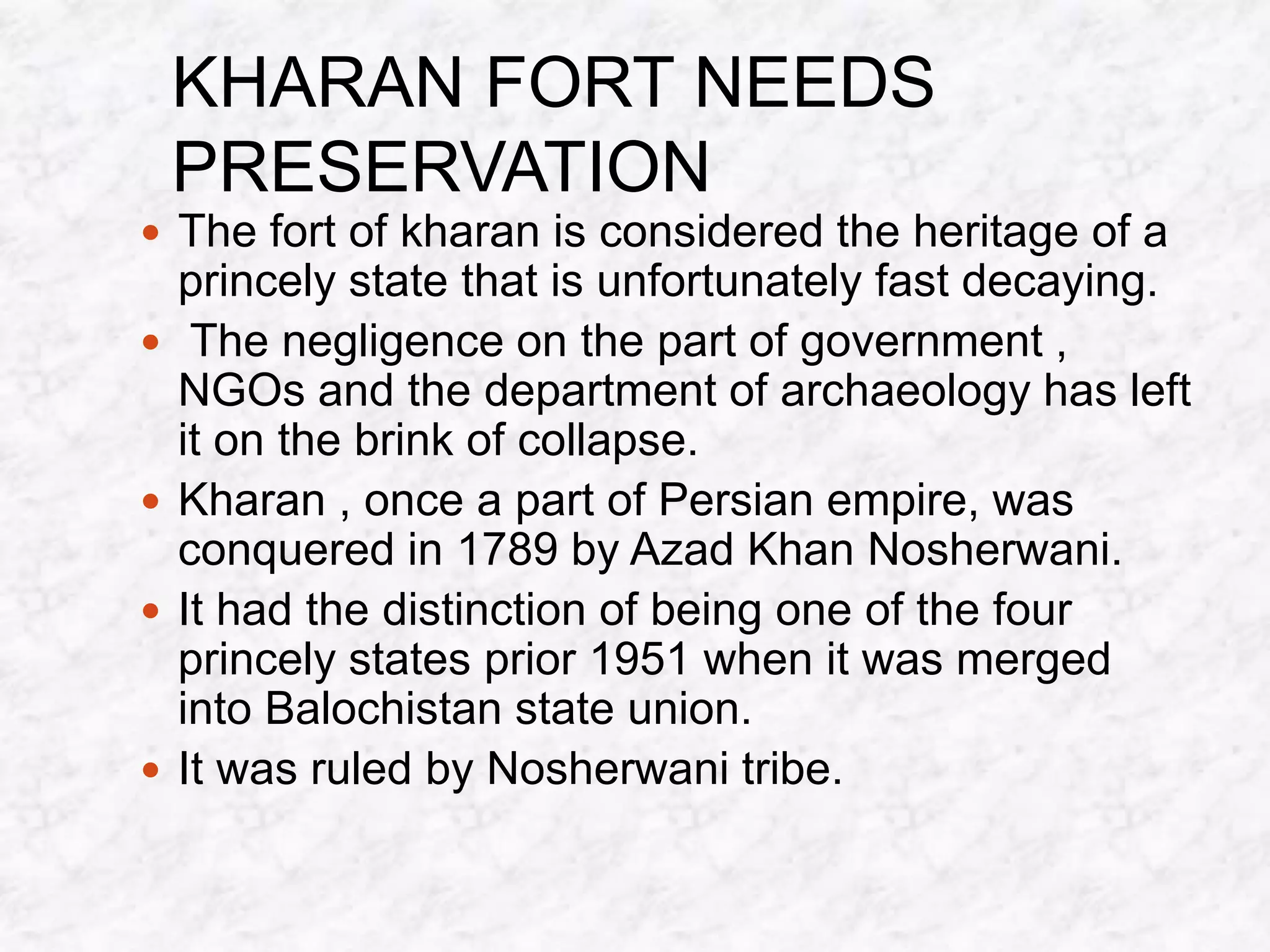 The kharan fort balochistan | PPTX