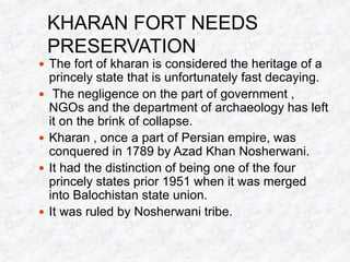The kharan fort balochistan | PPTX