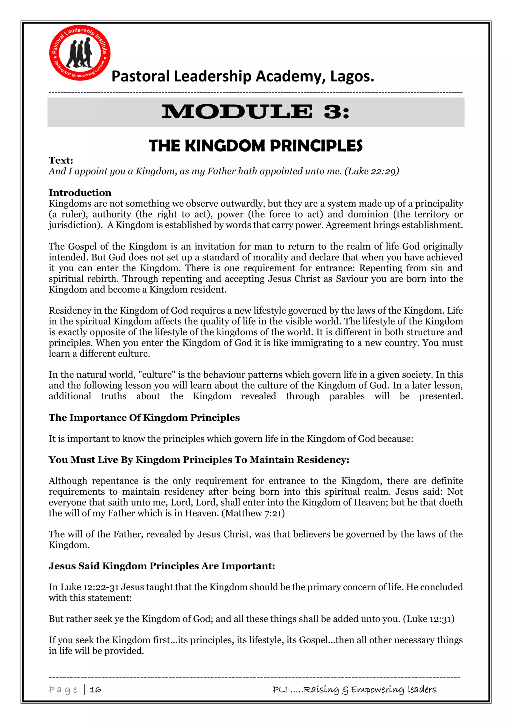The Kingdom of God Modules | PDF