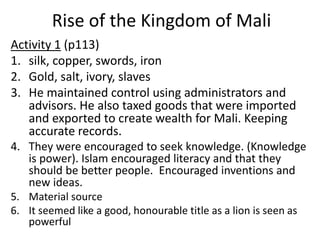 Gr7 History The kingdom of mali share | PPTX | Africa Travel | Travel ...