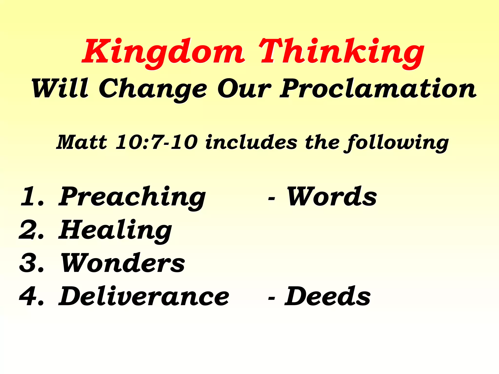 The Kingdom Thinking | PPT