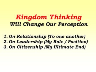 The Kingdom Thinking | PPT